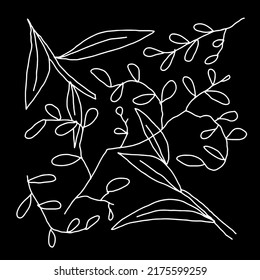 Flora Drawing Outline Handdrawn Vector Illustration Stock Vector ...