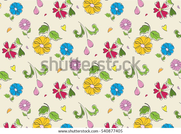 Flora Gift Wrapping Wallpaper Template Stock Vector (Royalty Free ...
