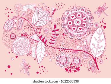 Flora Hand Drawn Doodle Stock Vector (Royalty Free) 1022588338 ...