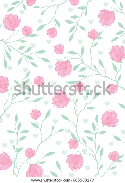 Flora Print Stock Vector (Royalty Free) 605588279