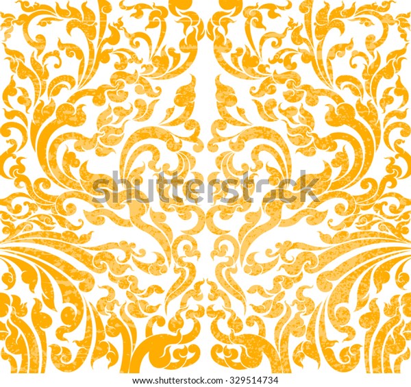 Floral Art Gold Color Pattern On Stock Vector (Royalty Free) 329514734