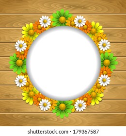 Floral Background Daisy Round Frame On Stock Vector (Royalty Free ...