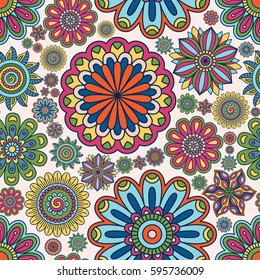 Floral Background Made Many Doodle Flowers Stock Vector (Royalty Free ...