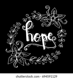 Floral Border Hope Hand Lettering Stock Vector (Royalty Free) 694591129