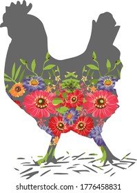 Floral Chicken Vector Chicken Vector Cute Stock Vector (Royalty Free ...
