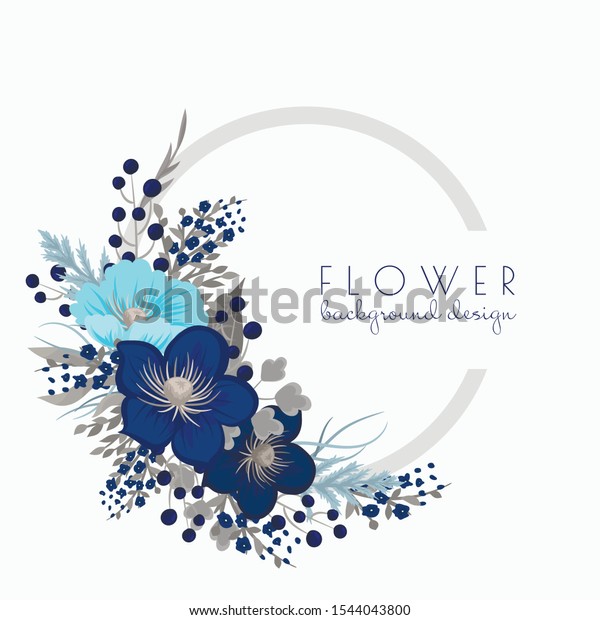 Floral Circle Border Blue Circle Frame Stock Vector (Royalty Free ...