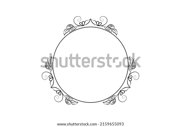 Floral Circle Frame Flower Drawing Vector Stock Vector (Royalty Free ...