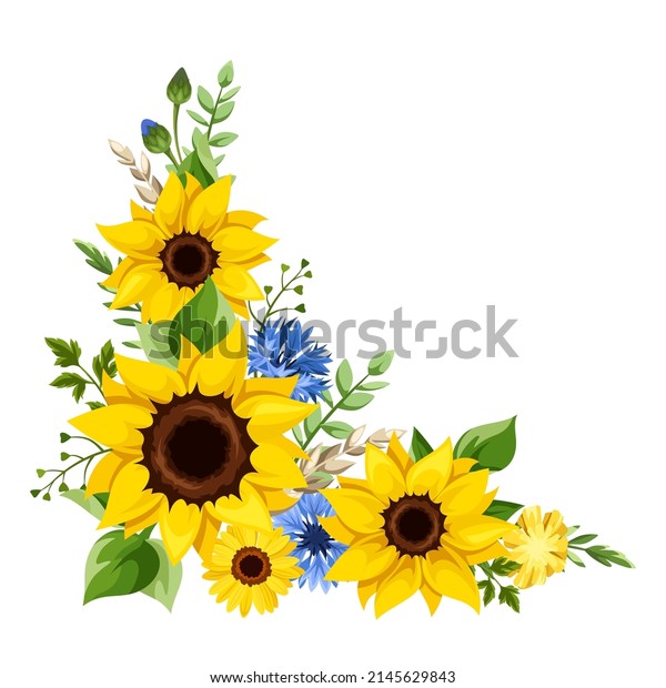 Floral Corner Design Element Blue Yellow Stock Vector (Royalty Free ...