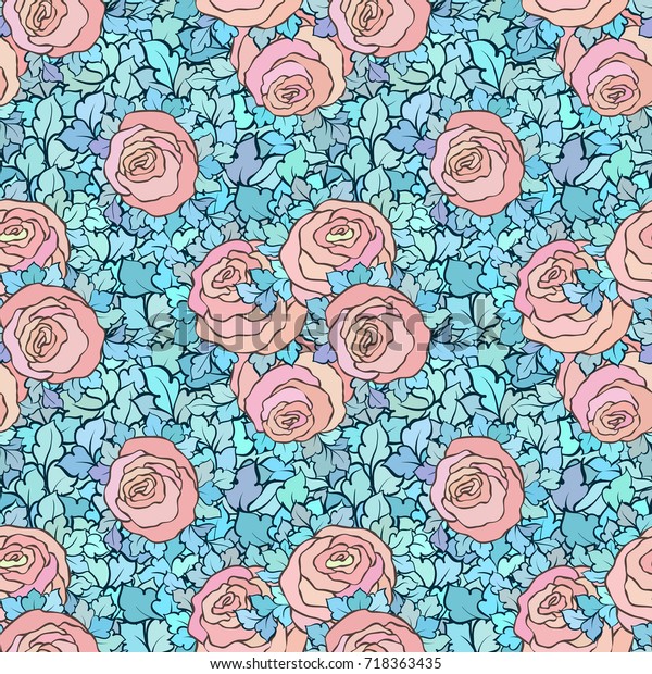 Floral Decorative Bright Pink Background Cute Stock Vector (Royalty ...