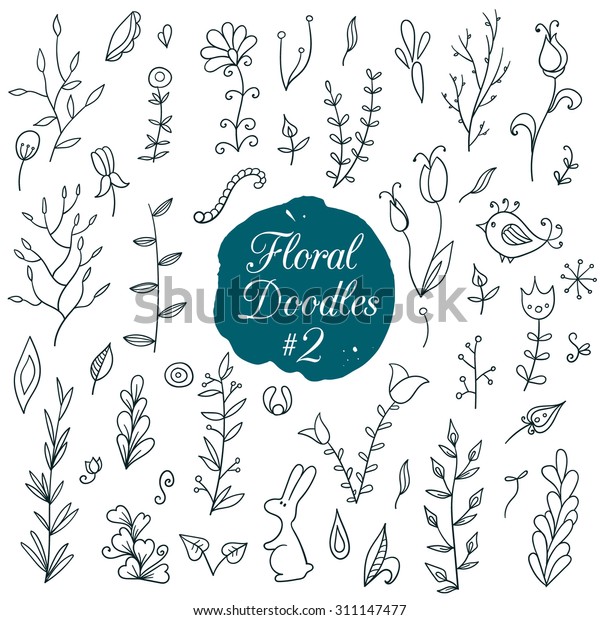 Floral Doodles Set Hand Drawn Set Stock Vector (Royalty Free) 311147477 ...
