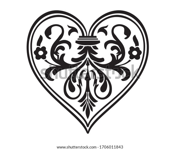 Floral Heart Vector Illustration Baroque Victorian Stock Vector ...