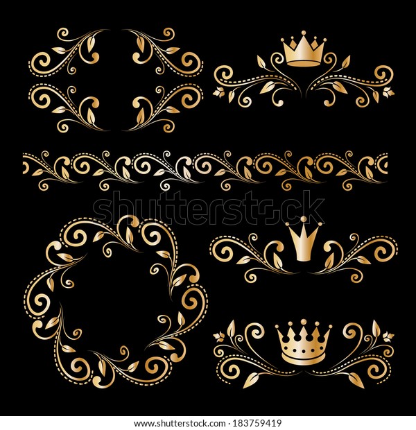Floral Luxury Golden Design Elements Vintage Stock Vector (Royalty Free ...
