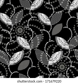 Floral Monochrome Seamless Pattern Stock Vector (Royalty Free ...
