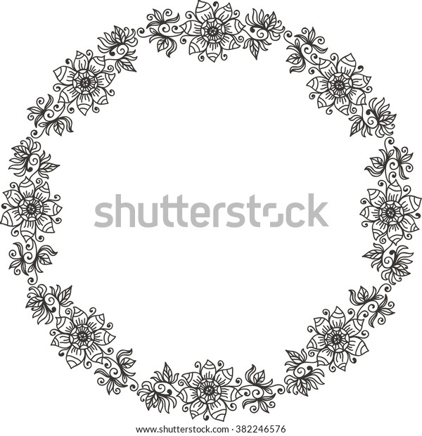 Floral Nature Round Pattern Frame Vector Stock Vector (Royalty Free ...