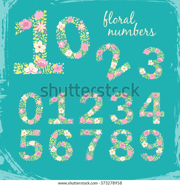 Floral Numbers Vector Isolated Illustration On Stock Vector (Royalty ...