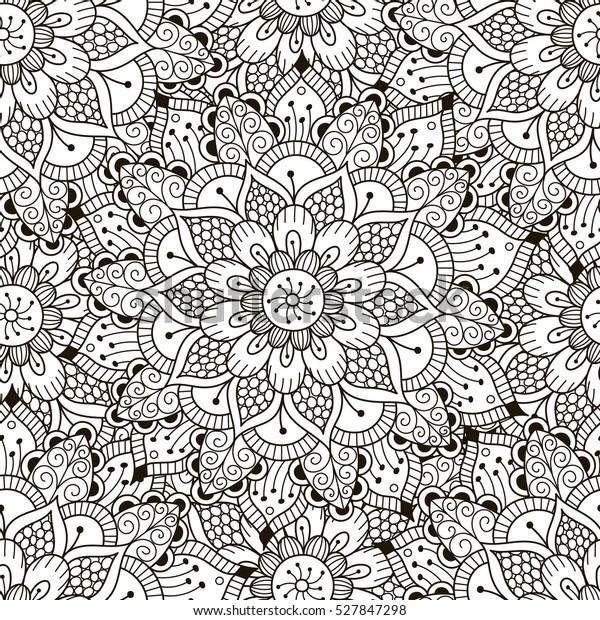 Floral ornament seamless pattern. Coloring pages for adults. Vector ...