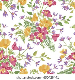 Floral Ornamental White Seamless Pattern Flower Stock Vector (Royalty ...