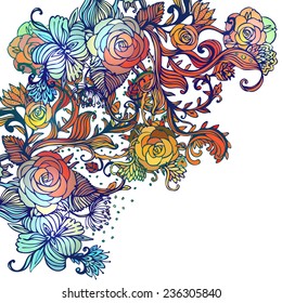 Floral Ornate Pattern Roses Vector Illustration Stock Vector (Royalty ...