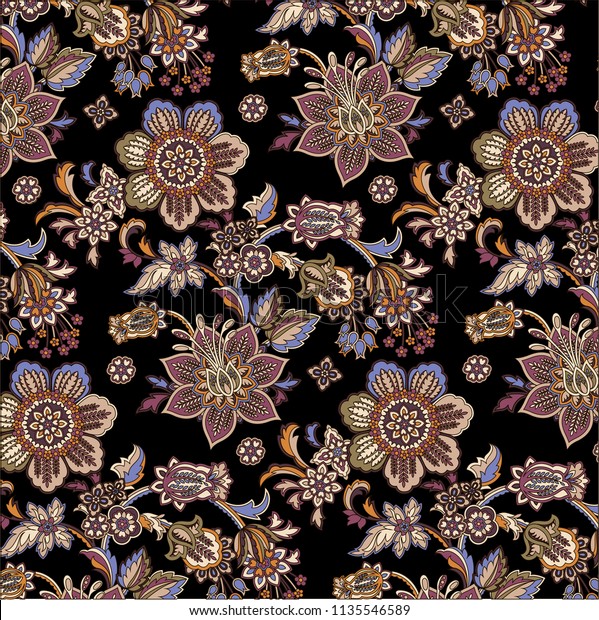 Floral Paisley Colorful Pattern Stock Vector (Royalty Free) 1135546589