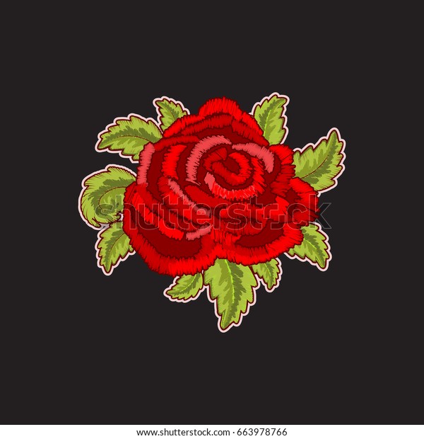 Floral Patch Sticker Embroidered Isolated On Stock Vector (Royalty Free ...