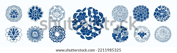 Floral Pattern Blue Porcelain Flower Pattern Stock Vector (Royalty Free ...