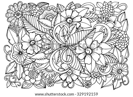 Floral Pattern Coloring Book Doodle Flowers Stock Vector (Royalty Free ...