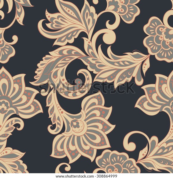 Floral Pattern Indian Damask Seamless Wallpaper Stock Vector (Royalty ...