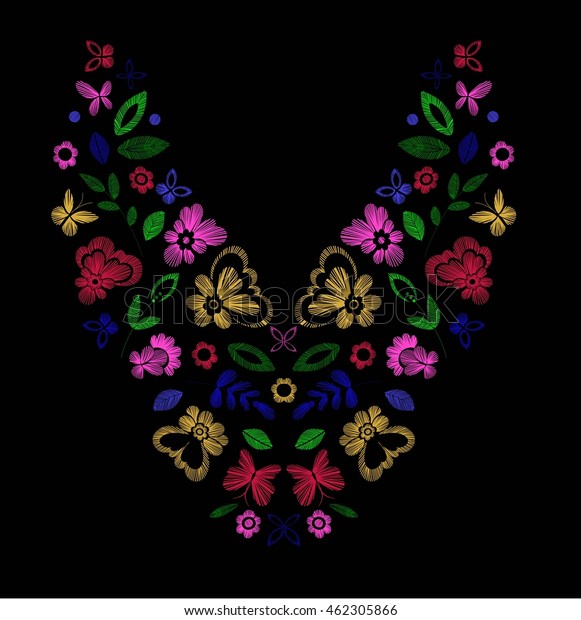 Floral Pattern Neck Line Designs Vector Stock Vector (Royalty Free ...