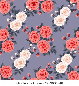 Seamless Textile Flower Floral Design On: ilustrações stock 2102618944 ...
