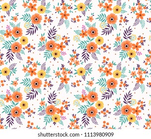 Floral Pattern Pretty Flowers On White Stock Vector (Royalty Free ...