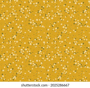 Floral Pattern Pretty Flowers On Mustard Stock Vector (Royalty Free ...