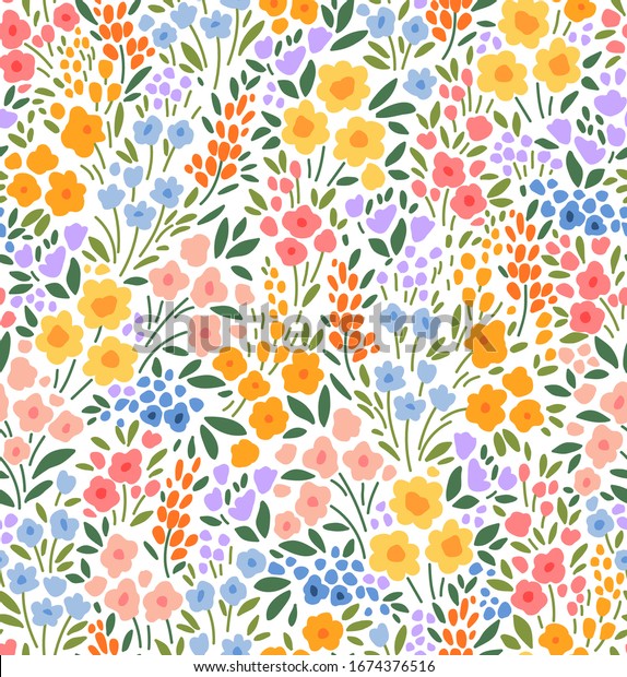Floral Pattern Pretty Flowers On White Stock Vector (Royalty Free ...