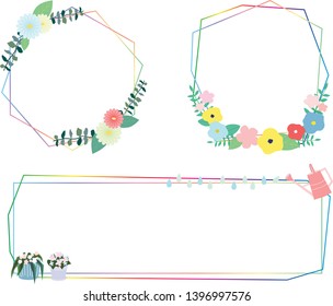 Floral Rainbow Colored Line Frame Stock Vector (Royalty Free ...