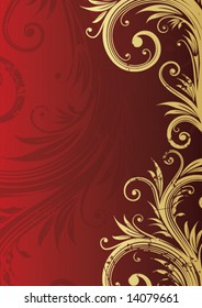 Floral Red Gold Background Stock Vector (Royalty Free) 14079661 ...