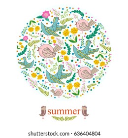 Floral Round Shape Card Design Flowersleaf Stock Vector (Royalty Free ...
