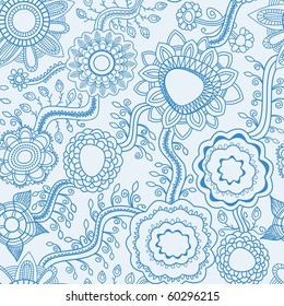 Floral Seamless Background Line Work Stock Vector (Royalty Free ...