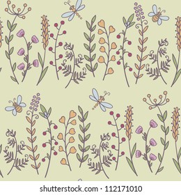 Floral Seamless Pattern Field Plants Stock Vector (Royalty Free ...