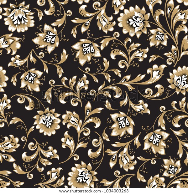 Floral Seamless Pattern Flower Silhouette Ornament Stock Vector ...