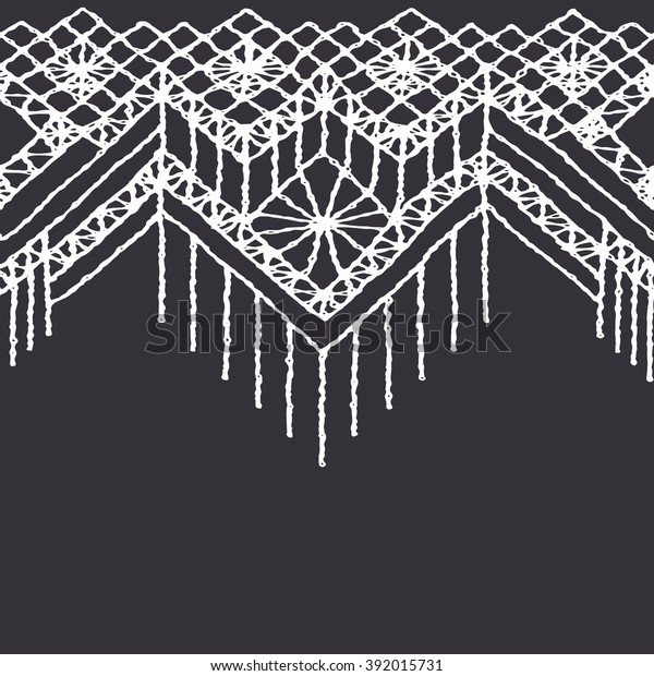 Floral Seamless Pattern Fringe Border Knitted Stock Vector (Royalty ...
