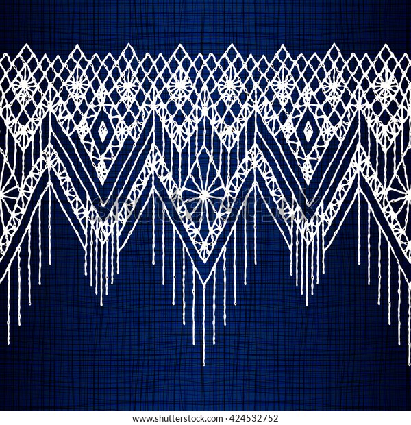 Floral Seamless Pattern Fringe Border Knitted Stock Vector (Royalty ...