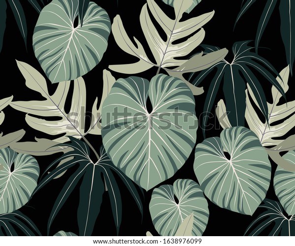 Floral Seamless Pattern Green Black White Stock Vector (Royalty Free ...