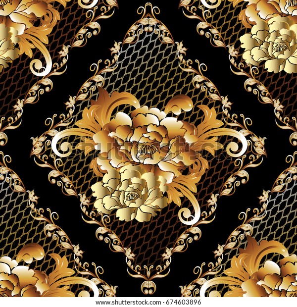 Floral Seamless Pattern Lattice Black Vector Stock Vector (Royalty Free ...