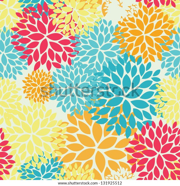 Floral Seamless Pattern Pink Blue Yellow Stock Vector (Royalty Free ...