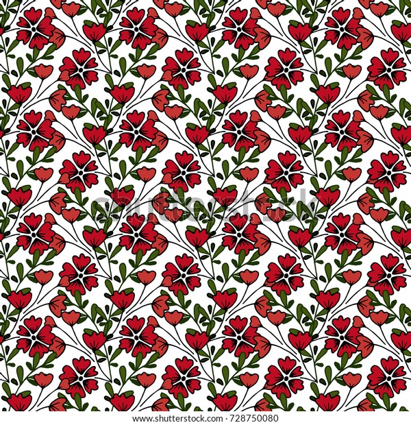 Floral Seamless Pattern Red Pink Inflorescences Stock Vector (Royalty ...