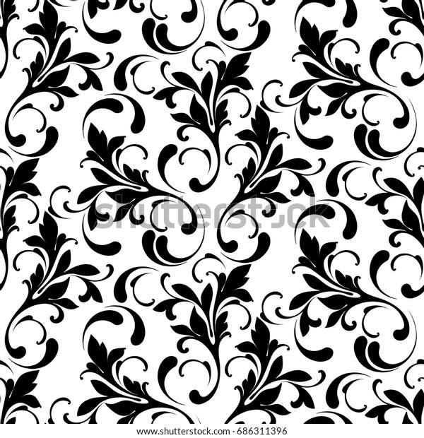 Floral Seamless Pattern Swirls Background Wrapping: Immagine Vettoriale
