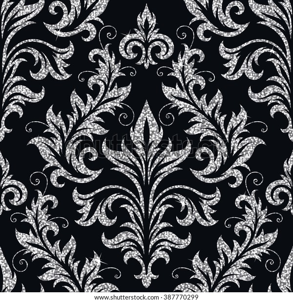 Floral Silver Wallpaper: vetor stock (livre de direitos) 387770299 ...
