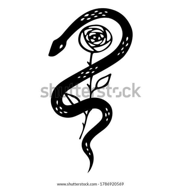Floral Snake Snake Wrapped Around Rose Stock Vector (Royalty Free ...
