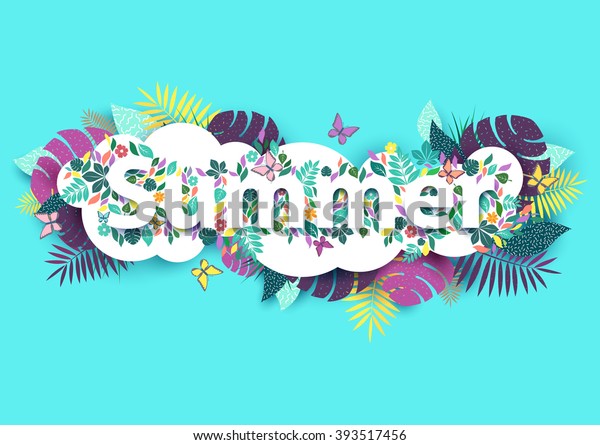 Floral Summer Background White Text Stock Vector (Royalty Free ...