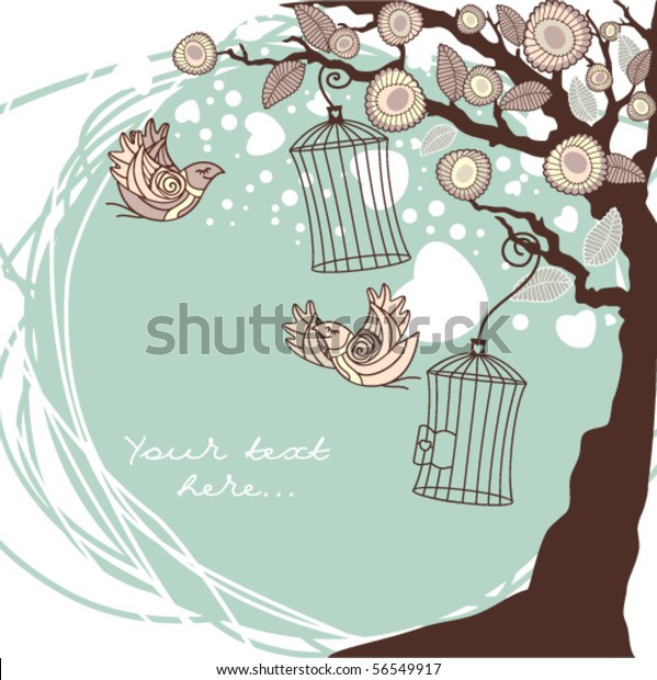 Floral Summer Composition Birds Stock Vector (Royalty Free) 56549917 ...