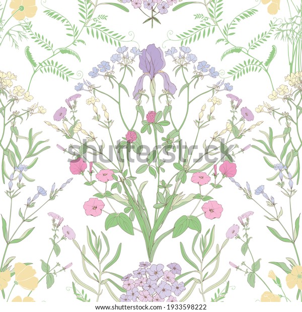 Floral Symmetrical Pattern On White Background Stock Vector (Royalty ...